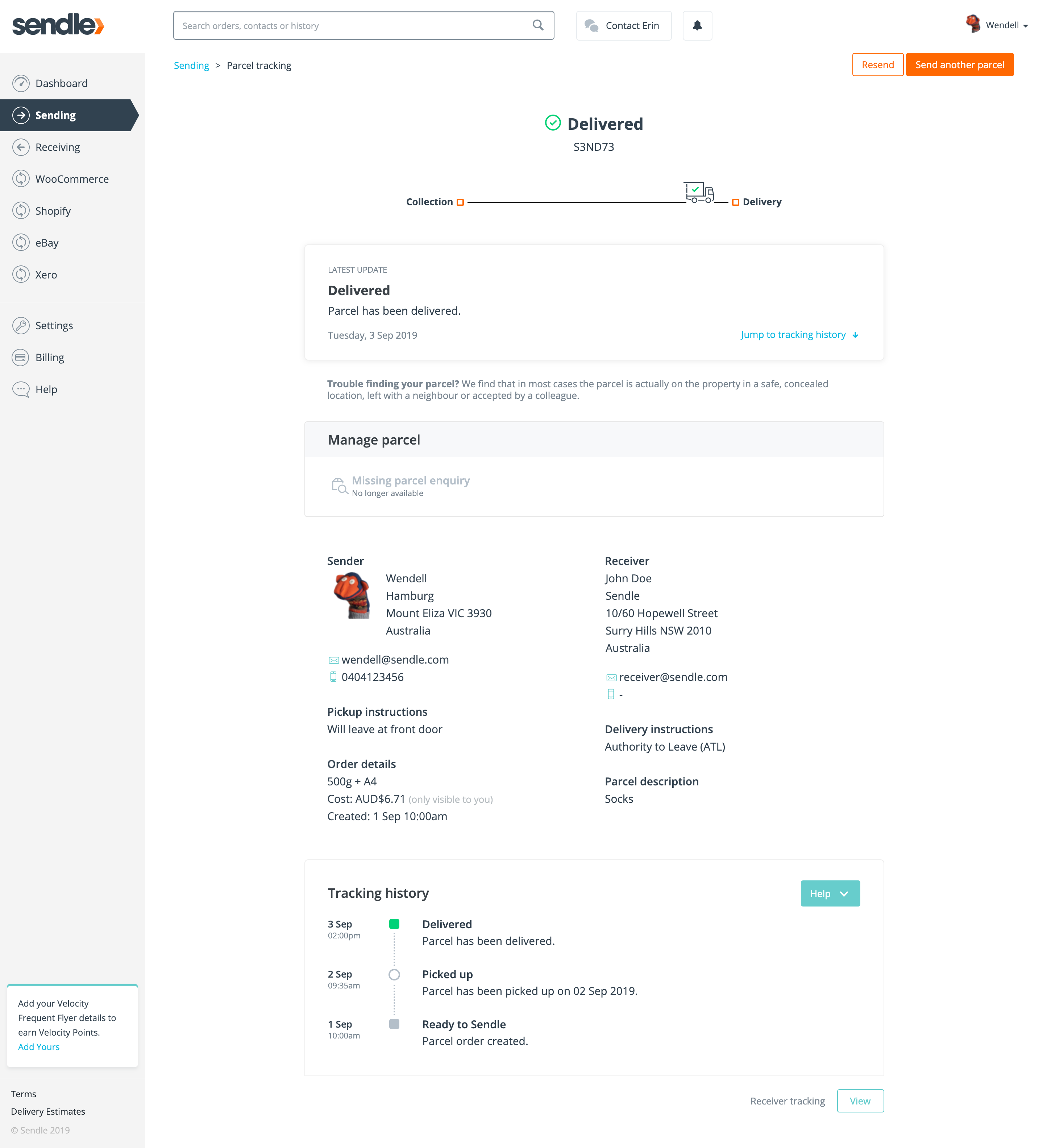 Tracking the parcel I'm sending – Sendle Support AU