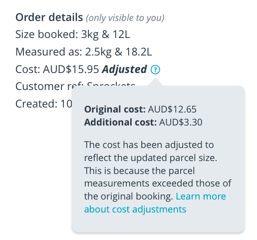 Why has the cost of my parcel been adjusted – Sendle Support CA